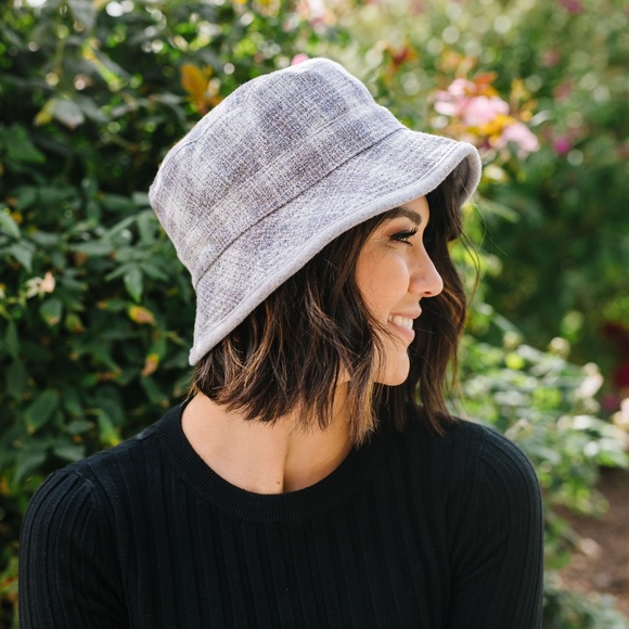 Dash of Pink | Accessories | Reversible Plaid Print Gray Bucket Hat ...